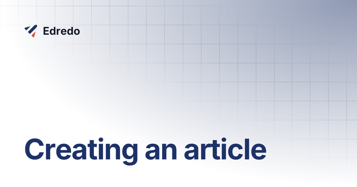 Creating an article | Edredo